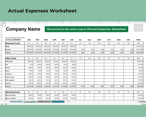 Business Expense Budget Microsoft Excel Template Currency Dollar Size Letter Etsy