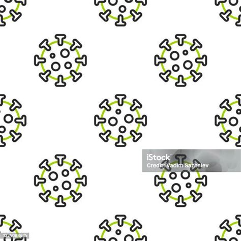 라인 바이러스 아이콘 흰색 배경에 원활한 패턴을 격리 코로나 바이러스 2019ncov 박테리아와 세균 세포암 미생물 곰팡이 벡터