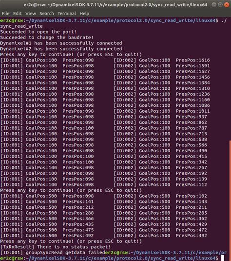 3711 C Usb2dynamixel2 Mx 64 Issue Groupsyncread Getdata Failed