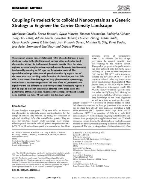 Pdf Coupling Ferroelectric To Colloidal Nanocrystals As A Generic Strategy To Engineer The