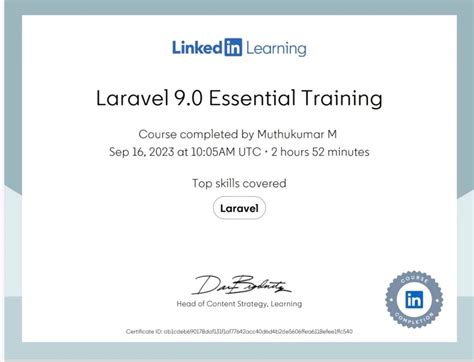 Linkedin Learning Laravel Muthukumar M