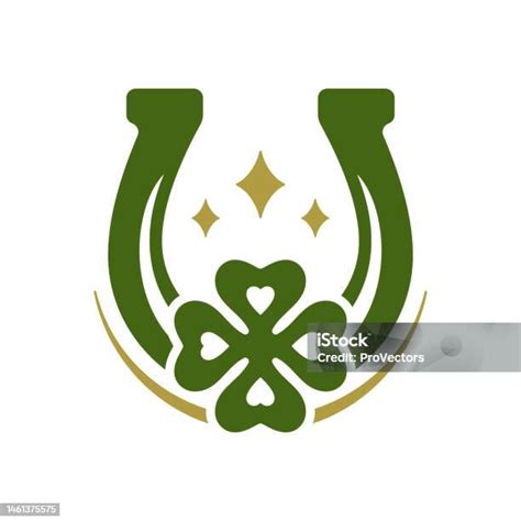 성 패트릭의 날 밝은 말굽 클로버 아일랜드 행운의 녹색 빈티지 아이콘 벡터 평면 그림 말굽에 대한 스톡 벡터 아트 및 기타 이미지 말굽 행운 클로버 온대 식물