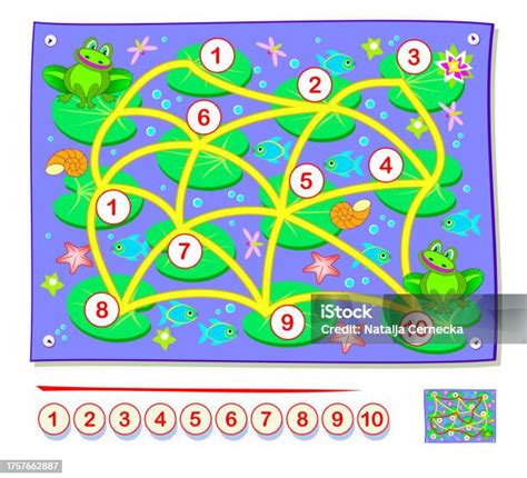 카운트 숫자를 배우십시오 어린 아이들을 위한 수학 교육 1에서 10까지의 선을 그립니다 Iq 테스트 미로가 있는 논리 퍼즐 게임