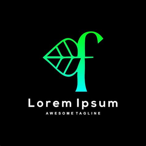 F 문자 잎 모양 로고 디자인 프리미엄 벡터