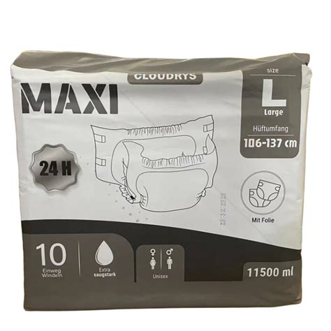 Cloudrys Maxi Schwarz Large Die 115 Liter Windel L 10 Windeln
