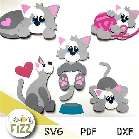 Cute Cats Set 1 Paper Piecing Craft Svg File Lemonyfizz
