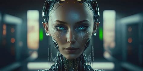 Premium Photo Robot Overlaid With Digital Matrix Code Generative Ai