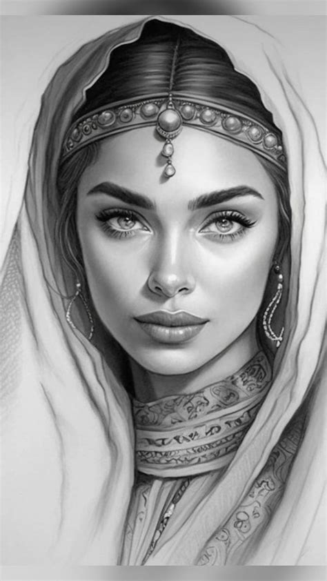 Poetry Beautiful Arabian Beauty Women Princesses Face Illustration