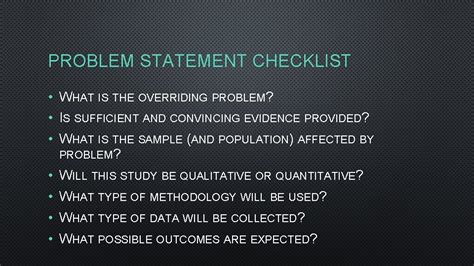 PROBLEM PURPOSE STATEMENTS ESTABLISHING THE RATIONALE AND NEED