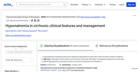 [citation Report] Hyponatremia In Cirrhosis Clinical Features And