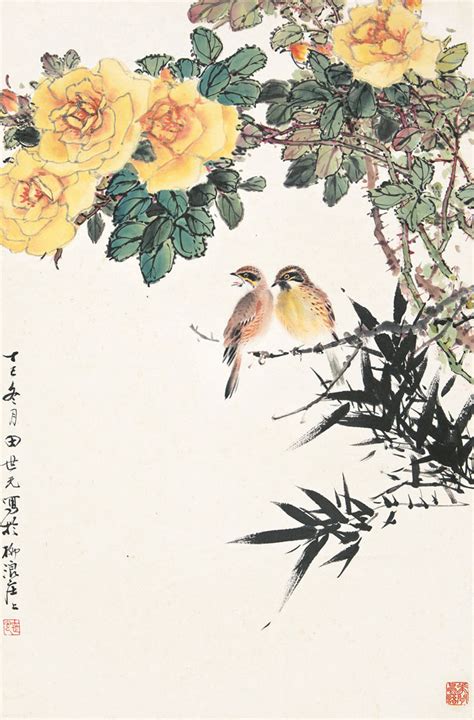 田世光 丁巳（1977）年作 花间鸟语 立轴上海道明 2012春季拍卖会上海道明拍品价格图片拍卖专场拍卖会预展拍卖会结果卓克拍卖频道