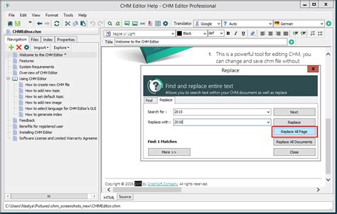 How To Make A Replacement In A Chm File — Chm Editor