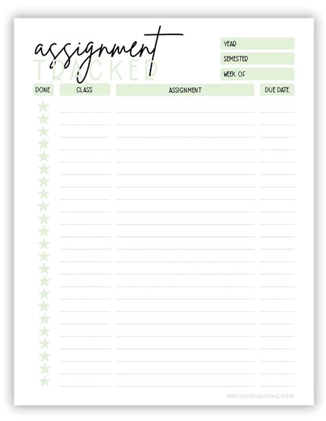 Assignment Trackers Free Pdf Printables In 2024 Tracker Free Study