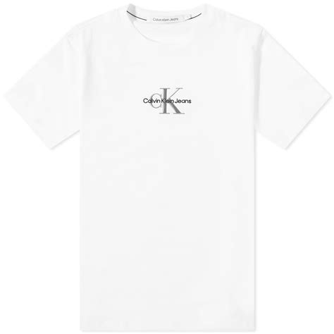 Calvin Klein Mens Monogram Logo T Shirt In Bright White Calvin Klein