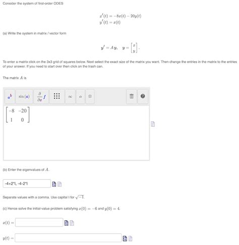 solved consider the system of first order odes x t