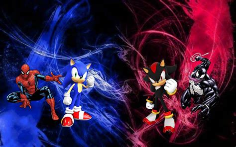 Spider Man And Sonic Vs Shadow And Venom By Shukehamavak On Deviantart