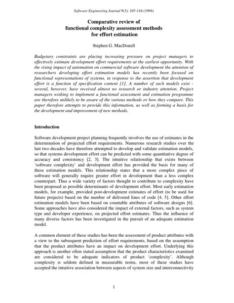 Pdf Comparative Review Of Functional Complexity Assessment Methods