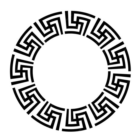 그리스 라운드 프레임 고대 그리스 키 블랙 프레임 패턴 그리스에서 골동품 테두리 라운드 프리미엄 벡터