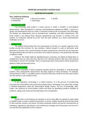 2 OPERATION MANAGEMENT MIDTERM EXAM Docx OPERATION MANAGEMENT MIDTERM EXAM QUESTIONS WITH