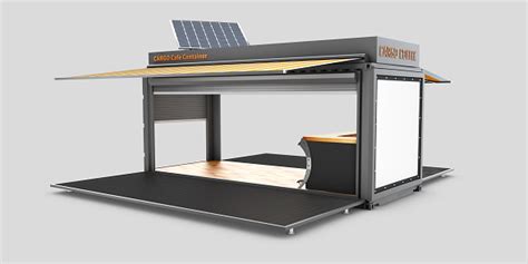 카페에 변환 된 오래 된 선적 컨테이너 3d 일러스트 화이트 고립 0명에 대한 스톡 사진 및 기타 이미지 0명 건축 디자인 Istock