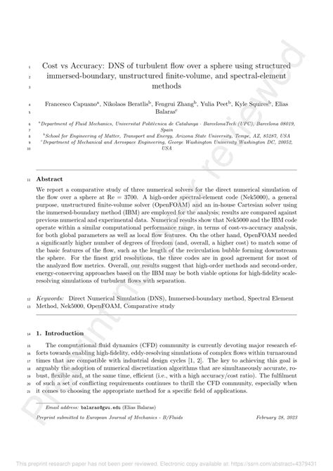 Pdf Cost Vs Accuracy Dns Of Turbulent Flow Over A Sphere Using