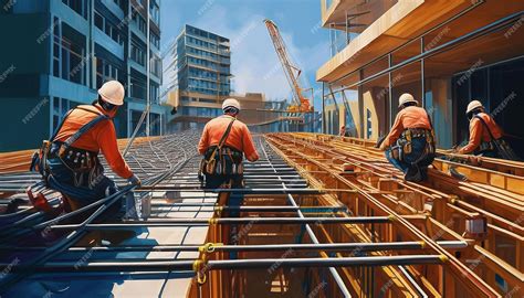 Engineers Retrofitting Building With Shape Memory Alloy Braces Premium Ai Generated Image