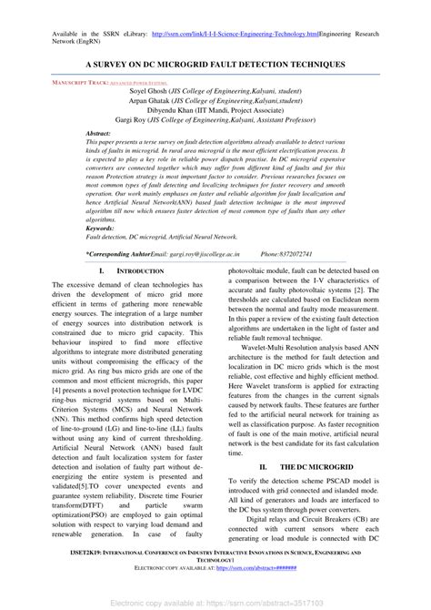 Pdf A Survey On Dc Microgrid Fault Detection Techniques