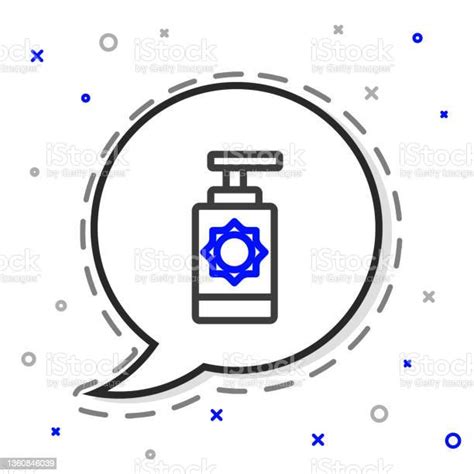 흰색 배경에 격리 된 라인 선스크린 스프레이 병 아이콘 태양 자외선으로부터 피부를 보호합니다 다채로운 개요 개념 벡터 건강한 생활방식에 대한 스톡 벡터 아트 및 기타 이미지