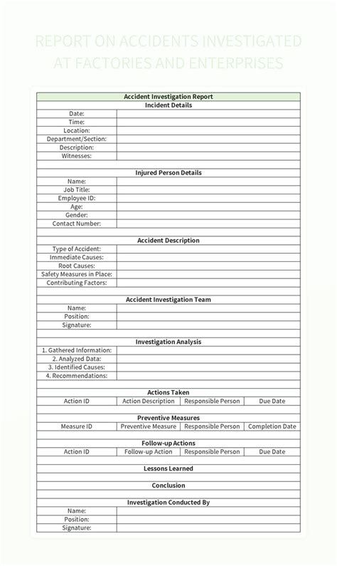Free Investigation Templates For Google Sheets And Microsoft Excel Slidesdocs