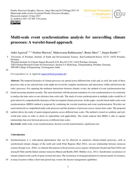 Pdf Multi Scale Event Synchronization Analysis For Unravelling