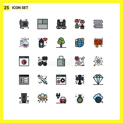 Mobile Interface Filled Line Flat Color Set Of 25 Pictograms Of Clean Logistic Furniture