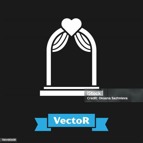 흰색 웨딩 아치 아이콘은 검은 색 배경에 격리 웨딩 장식 벡터 일러스트레이션 결혼 의식에 대한 스톡 벡터 아트 및 기타 이미지 결혼 의식 결혼식 꽃 나무 Istock
