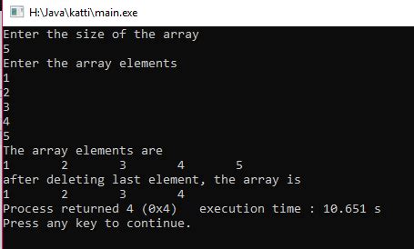 C Program To Delete The Last Element In The Array