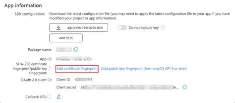Optional Configuring The App Signing Certificate Fingerprint Developing An App Appgallery
