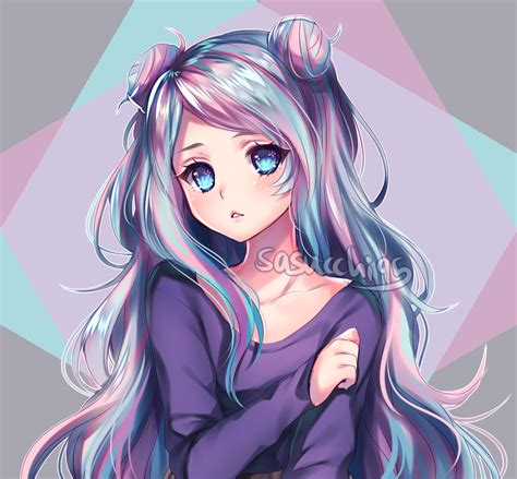 Cute Anime Girl Drawing Colored At Avery Bennett Blog