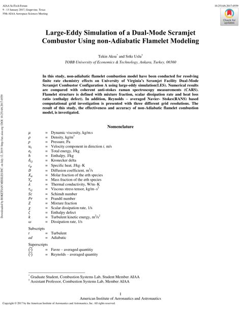 Pdf Large Eddy Simulation Of A Dual Mode Scramjet Combustor Using Non Adiabatic Flamelet Modeling