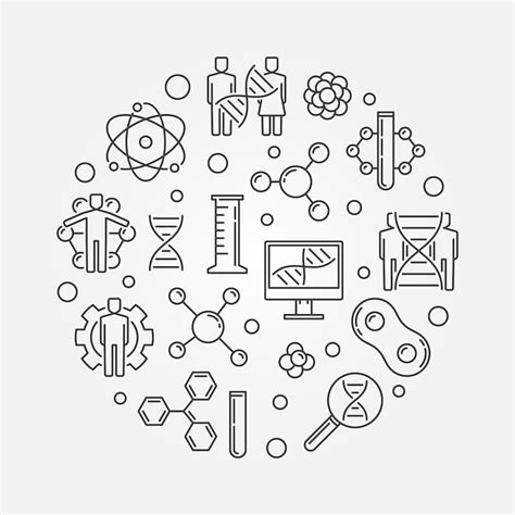 Premium Vector Human Genetic Modification Round Linear Illustration