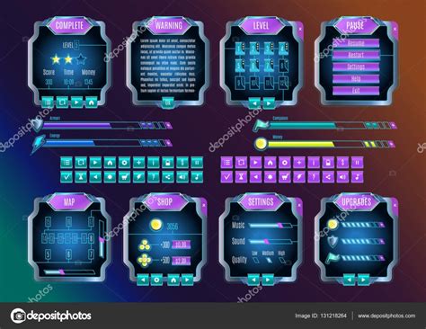 Game Ui Space Graphical User Interface Set Vector Stock Vector Image
