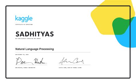 Sadhityas Completed The Natural Language Processing Course On Kaggle