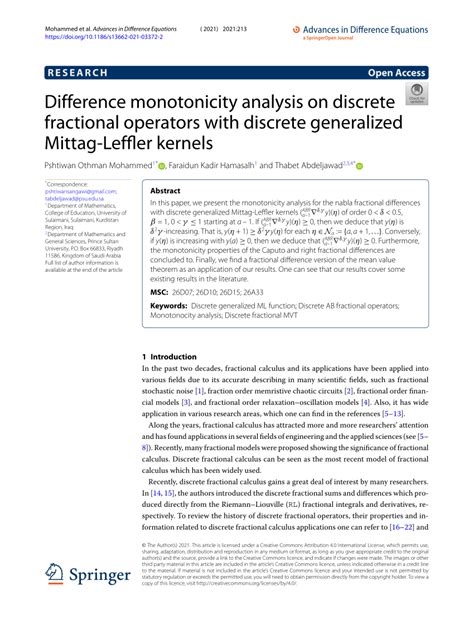Pdf Difference Monotonicity Analysis On Discrete Fractional Operators With Discrete