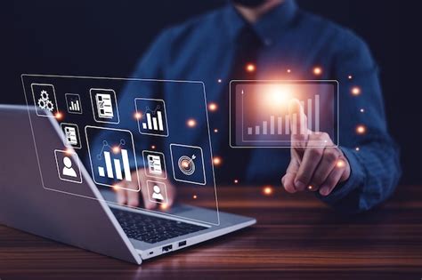 Premium Photo Businessman Using Computer Data Management And