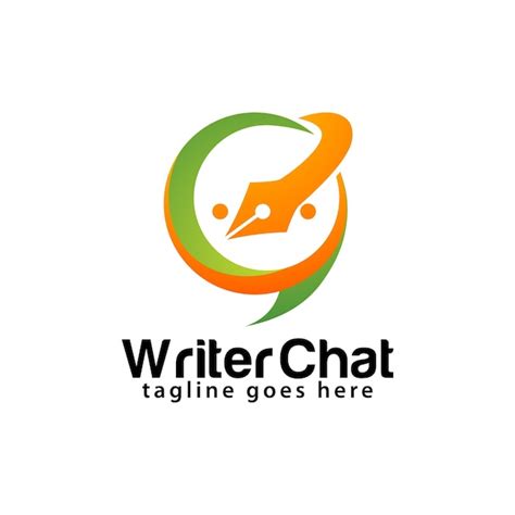 작가 채팅 로고 디자인 서식 파일 프리미엄 벡터