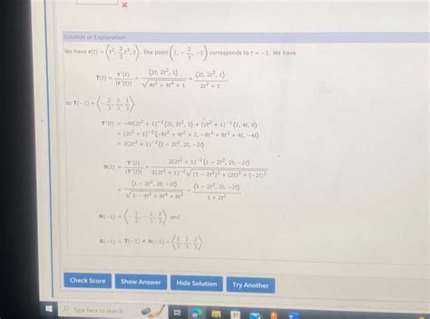 Solved Find The Vectors T N And B At The Given Point Chegg Com