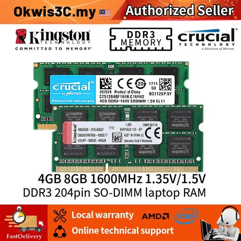 [24ship]kingston crucial ddr3 ddr4 sodimm laptop memory 4gb 8gb 16gb 1600mhz 2400mhz 2666mhz