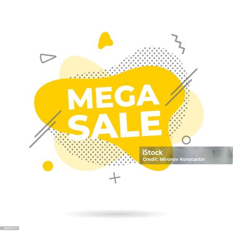 현대 액체 추상 Mega Sale 텍스트 플랫 스타일 디자인 유체 아메바 컬러 벡터 일러스트 배너 또는 전단지 Leflet