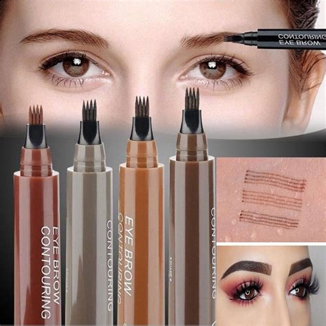 Eyebrow Pencil 4 Tip Liquid Brow Tattoo Pen Makeup Eyebrows Waterproof 5 Colors Eye Brow Liner
