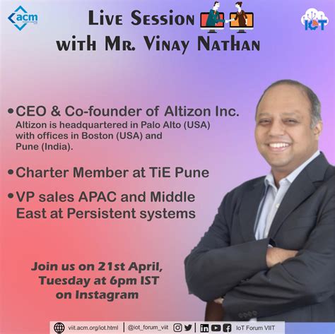 Iot Forum Viit On Twitter Were Going Live With Mr Vinay Nathan Ceo And Co Founder Of