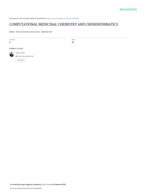 Computational Medicinal Chemistry And Chemin For Matics Pdf Quantitative Structure Activity