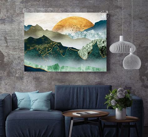 Картина Таинственность гор на натуральном хлопковом холсте на подрамнике в подарок для интерьера