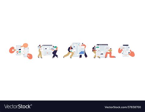 Set Ui And Ux Designers Creating Functional Web Vector Image